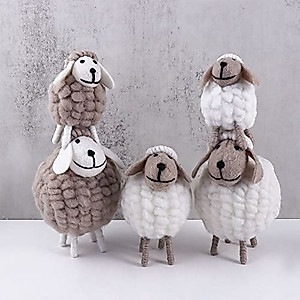 Wool Felt Sheep Ornament,Needle Felted Stuffed Ornament,Christmas Hand Made Felt Sheep Ornament,Cute Christmas Tree Ornaments(S,Grey)