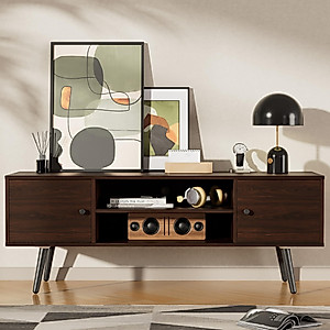 Cozy Castle Mid Century Modern TV Stand for 55 60 inch TV Entertainment Center with Storage Media TV Console Table for Living Room Bedroom and Office