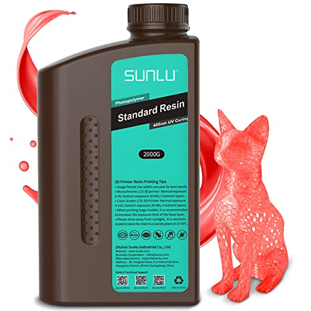 SUNLU 3D Printer Resin 2KG Clear Blue & SUNLU 3D Printer Resin 2KG Clear Red,2000g Standard Photopolymer 405nm UV Curing Resin for 4K/8K LCD/DLP/SLA Resin 3D Printer