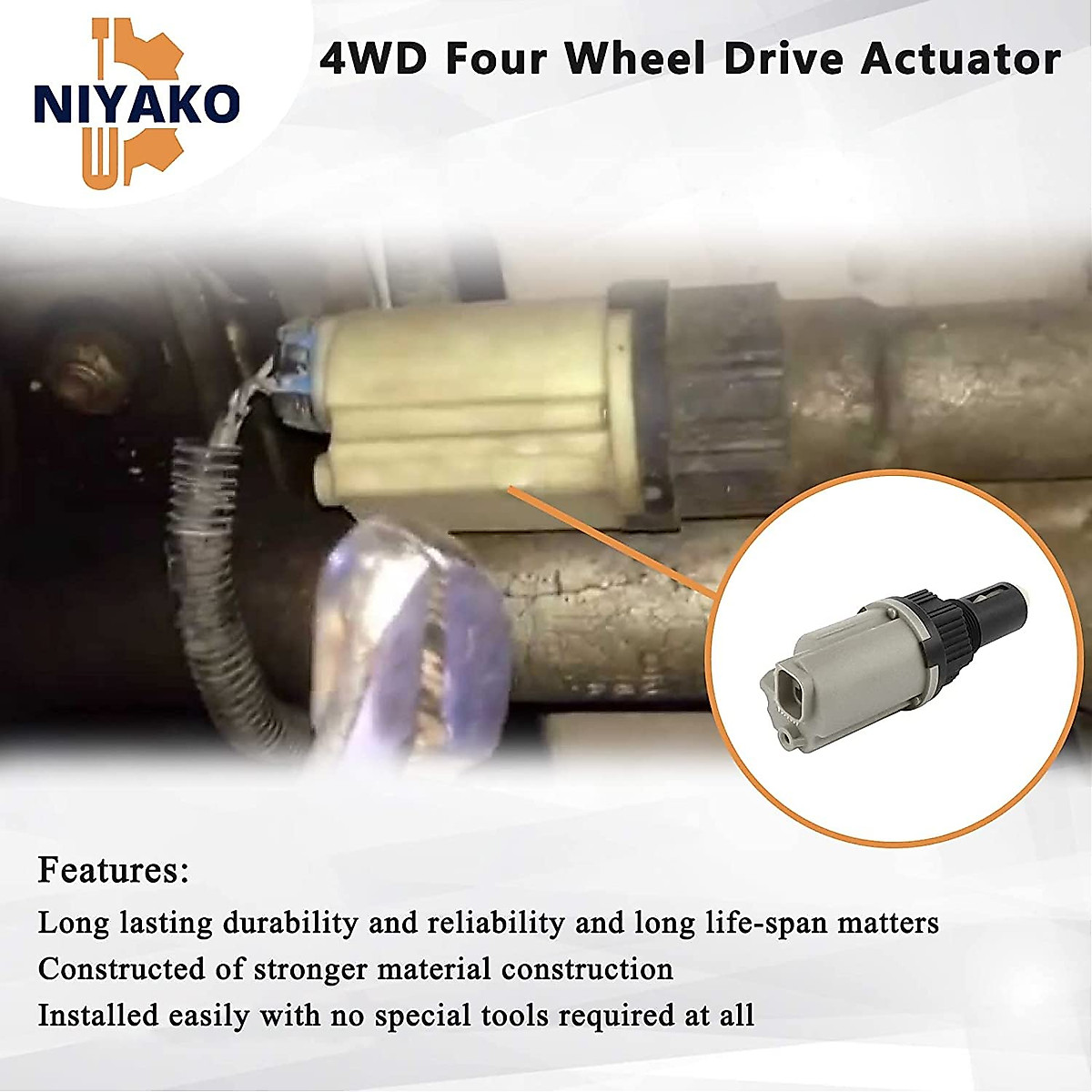 Niyako 4WD Front Four Wheel Drive Actuator Replacement# 600-101 8260600730 26060073 Fit 1988-2015 Chevy Silverado Avalanche K1500 K2500 K3500 Tahoe Suburban GMC Canyon Yukon Escalade Isuzu