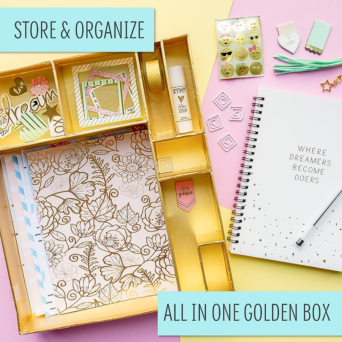 STMT D.I.Y. Dreamers Become Doers Journaling Set, Stationery Set, Bullet Journal Kit, Journaling Kit, Journals for Teen Girls, DIY Journal Set for Girls Ages - 8+