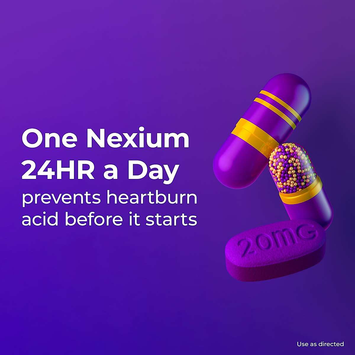Nexium 24HR Acid Reducer Heartburn Relief Capsules for All-Day and All-Night Protection from Frequent Heartburn, Heartburn Medicine with Esomeprazole Magnesium - 42 Count