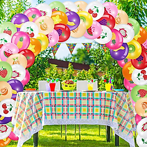 40 Pieces Fruit Balloons Summer Fruit Party Balloons Fruit Themed Party Decorations Tropical Strawberry Watermelon Latex Balloons for Summer Luau Holiday Party Birthday Baby Shower Supplies Decor
