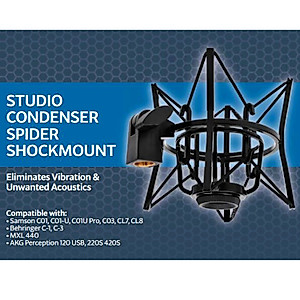 LyxPro MKS1-B Condenser Spider Microphone Shockmount, Anti Vibration and Isolation - Black