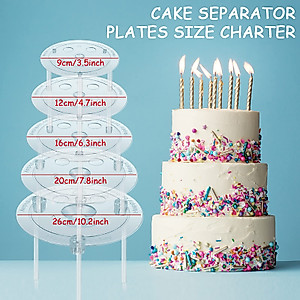 40 Pieces Plastic Cake Dowel Rods Set 20 White Cake Sticks Support Rods, 5 Cake Separator Plates for 4, 6, 8, 10, 12 Inch Cakes, 15 Clear Cake Stacking Dowels for Tiered Cakes (Clear Plates)