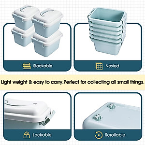Naivees 4 Pack Storage Latch Bins with Lids/Handle, Plastic Storage Containers