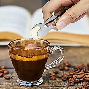 6PCS Ice Tongs Mini Sugar Tongs 4.25Inch Stainless Steel Small Serving Tongs, Small Kitchen Tiny Tongs for Appetizers,Tea Party, Coffee Bar, Desserts by Sunenlyst (Silver)