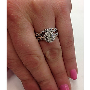 5/8ct Round Diamond Vintage Engagement Wedding Ring Set 14K White Gold - Size 4