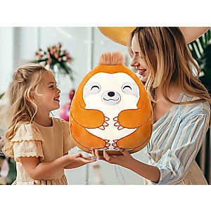 BSTAOFY 12'' Cute Sloth Soft Plush Pillow Sloth Stuffed Animal Cushion Nap Pillow Birthday Valentines for Boys Girls