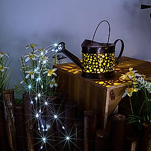 Elfengarden Solar Watering Can Solar Lights Outdoor Waterproof Decorative Metal Solar Yard Garden Stake Lights Lawn, Patio, Courtyard Decor Lights