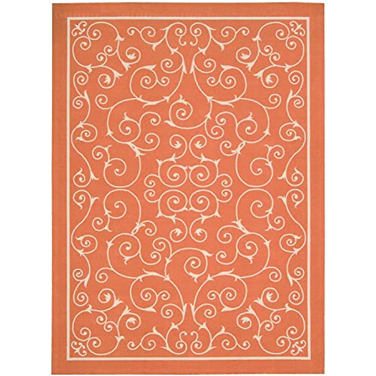 Nourison Home & Garden Indoor/Outdoor Orange 5'3" x 7'5" Area -Rug, Easy -Cleaning, Non Shedding, Bed Room, Living Room, Dining Room, Kitchen, Backyard, Deck, Patio (5x7)