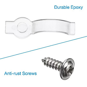 100 Pack Strip Light Mounting Bracket,Transparent Fixing Clips for 10mm Wide IP65 Waterproof 5050 LED Strip Light,One Side Fixing,100 Screws Included