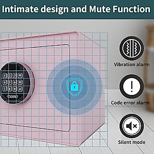 GOLDENKEY Digital Security Safe and Lock Box,Small Safe box for Money, Keypad Lock,Perfect for Home Office Hotel Business Jewelry Gun Use Storage,0.5 Cubic Feet,Pink