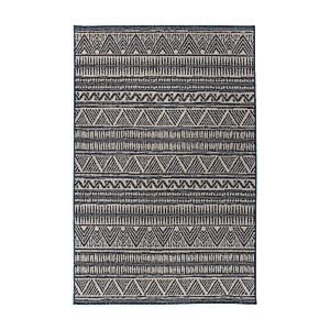 Rugshop Geometric Bohemian Indoor Outdoor Rug – Bohemian Area Rug/Outdoor Rug Deck Rugs, Non-Shedding Balcony Rugs, Boho Patio Rug, 5' x 7' Blue