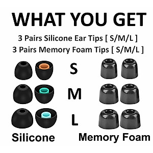 A-Focus [6 Pairs] WF-1000XM5 WF-1000XM4 WF-C700N 【 Memory Foam & Silicone 】 Ear Tips, Soft Replacement Comfortable Earbuds Eartips Gel Compatible with Sony Linkbuds S WF-C500 515526 Black