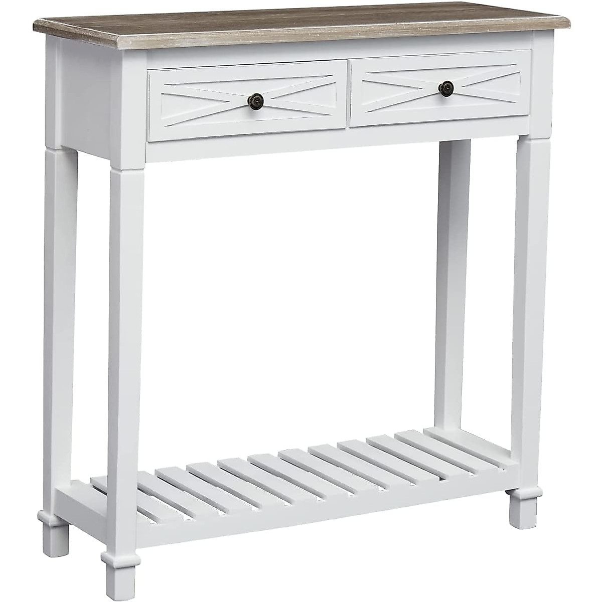 JSUN7 Console Table Sofa Table with Storage, Entrance Tables with 2 Drawers, Narrow Long Console Tables for Entryway Living Room Hallway, White