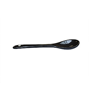 Pirhosigma 6 pcs Black Porcelain Egg Spoons Ceramic Spoons 4.7 inch Coffee Dessert Yogurt Tea Milky Tea