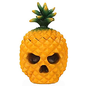 Onefuntech Resin Pineapple Skull Jewelry Storage Box,Skull Head Stationery Holder Skeleton Pen Holder Makeup Organizer Container Office Desk Home Halloween Decoration Ornaments