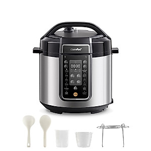 COMFEE’ Pressure Cooker 6 Quart with 13 Cooking Functions, Olla de Presion Non-Stick Pot Yogurt Maker Rice Cooker Slow Cooker Sauté Steamer, Healthy Ceramic Inner Pot