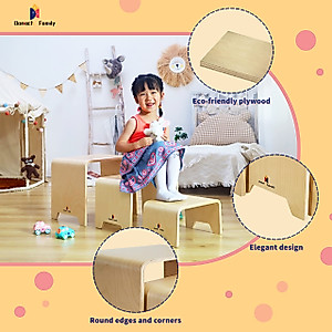 Damoch Family™ Stackable Wooden Kids Stool 3 Pieces Set,Toddler Table and Chair Set Functioning as Weaning Table and Weaning Chair,Kids Table and Chair Set as Kids Office and Nesting Stool