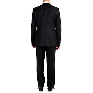 Hugo Boss "The King/Central_1" Men's 100% Wool Two Button Suit US 40L IT 50L Black