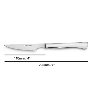 ARCOS Forged Steak Knife Set 12 pieces. 6 Knives + 6 Forks. Hardened and Tempered High-Carbon Stainless Steel with Pearl Edge for Cutting Meat. Series Mesa. Silver Color