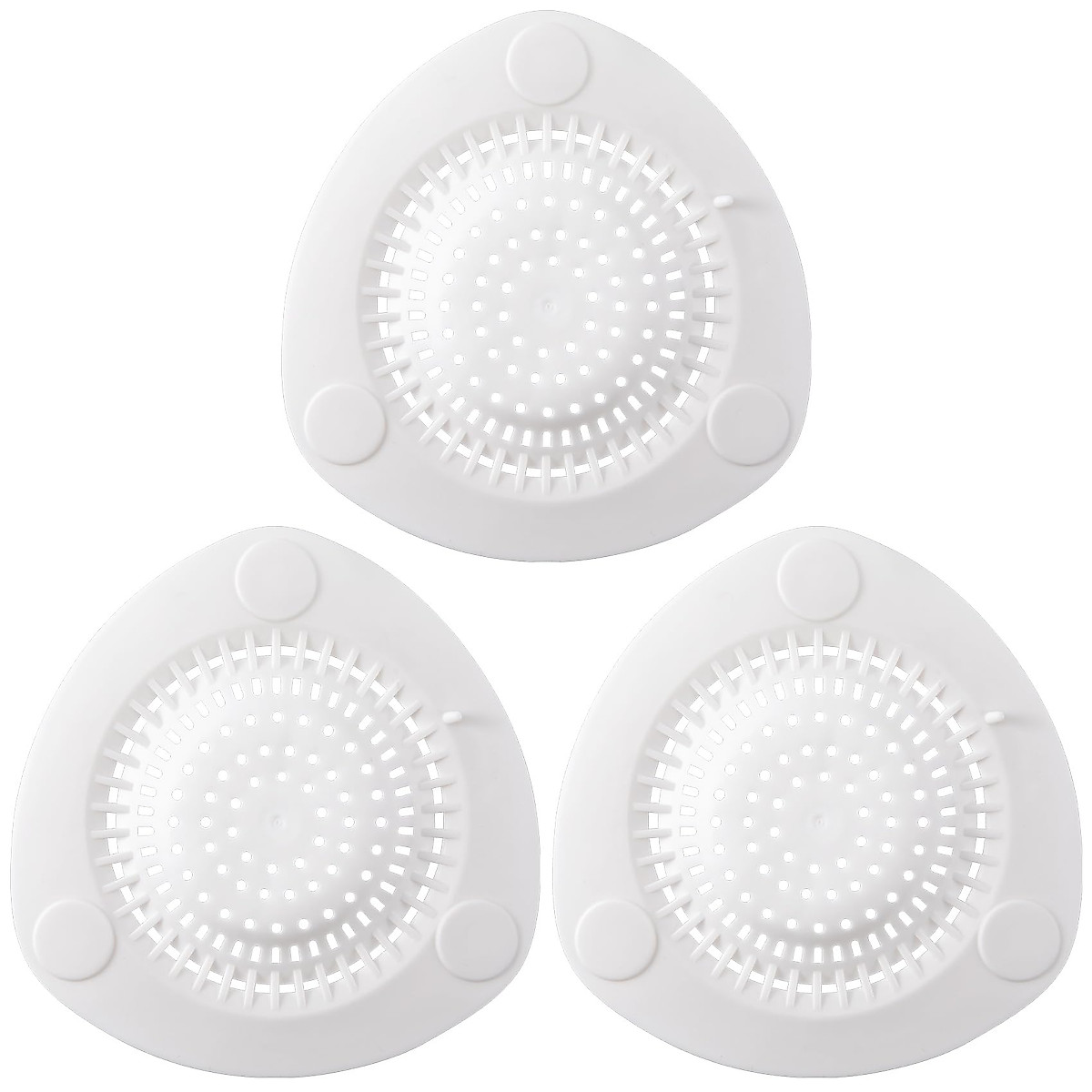 CustomyLife 3 Pack 5.5inch Plastic Drain Hair Catcher with Sucker Trap, Silicone Shower Drain Cover White Bathtub Hair Stopper Drain Strainers for Kitchen Sink Bathroom