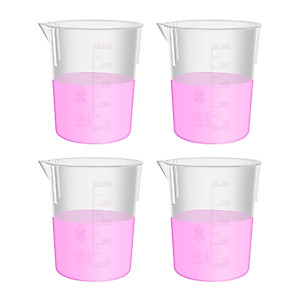 Labvida 4pcs of Stackable Plastic Beakers, Vol.500ml, PP Material, with Molded Graduation, LVB004