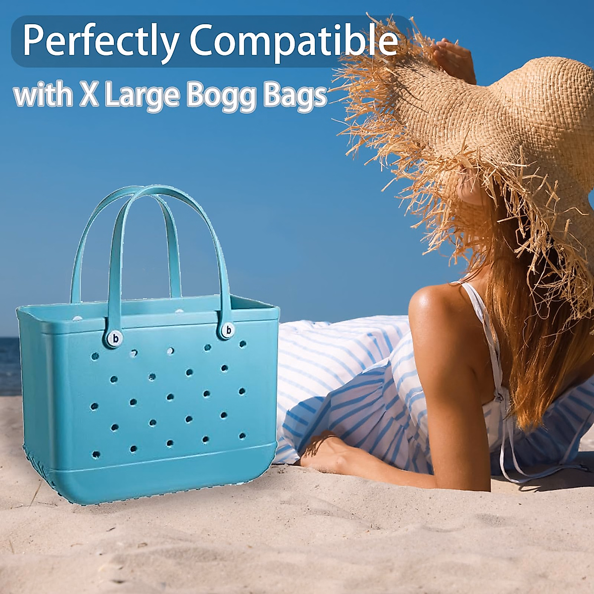 Hotanry Beach Bag Organizer Original Accessories for Bogg Bag XL, Bogg Bag Divider Storage Bag Suitable for Bogg Bag Large, Insert Inner Bags, Transparent & Black