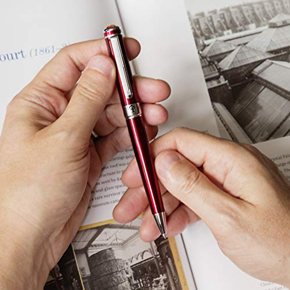 Scriveiner Deep Crimson Ballpoint Pen - Stunning Red Lacquer Luxury Pen, Chrome Finish, Schmidt Black Refill, Best Ball Pen Gift Set for Men & Women, Professional Executive Office, Nice Designer Pen