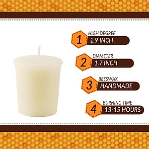 Pure White Beeswax Votive Candles-12 Pack Natural Votives Set for Home Room Decor Party Wedding Spa Gift