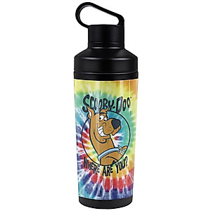 Scooby Doo! OFFICIAL Tie Dye 18 oz Insulated Water Bottle, Leak Resistant, Vacuum Insulated Stainless Steel with 2-in-1 Loop Cap