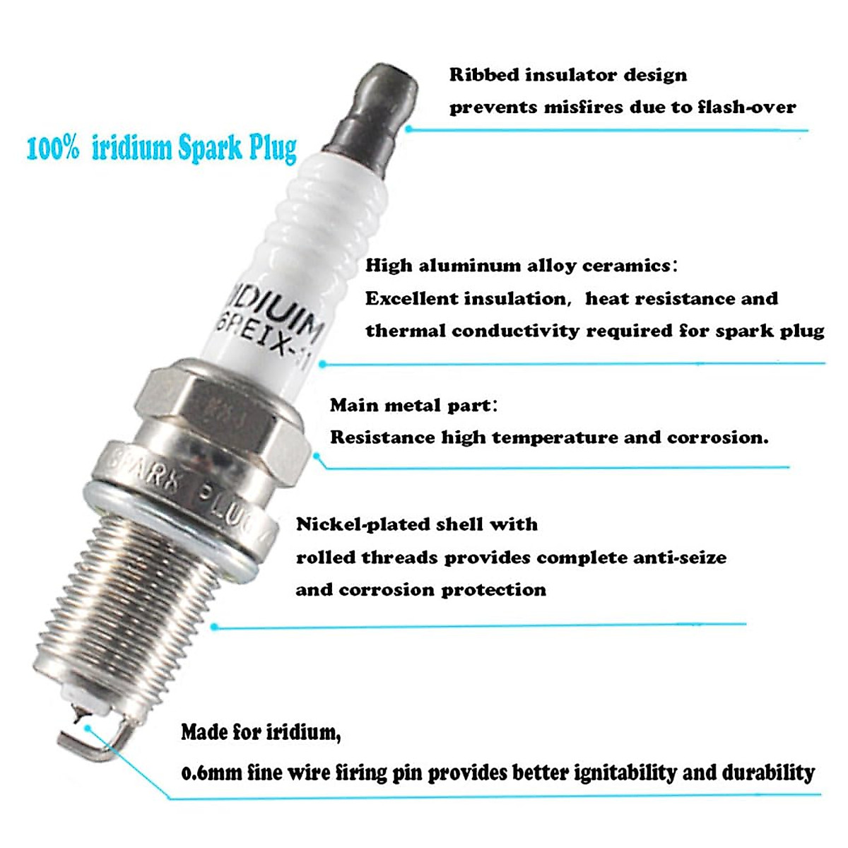 Autowxjq Iridium Spark Plugs Replace 7090 BKR5EGP PK20TT 4504, 4 Pack