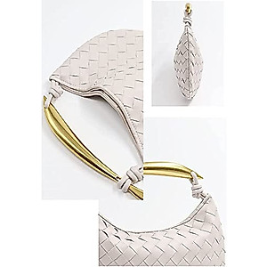 Woven Handbag Soft PU Handmade Hobo Bags for Women Lightweight Fashion Dumpling Clutch Bags (Light Green)