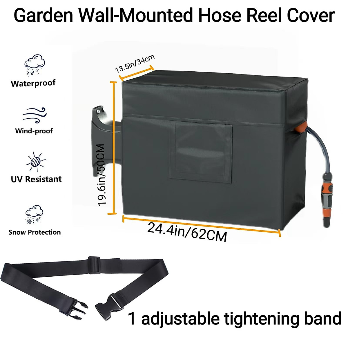 XCZ Wall Mounted Garden Hose Reel Cover, Giraffe Hose Reel Cover, 24.4 "x 13.5 " x 19.6" for retractable garden hose reel, waterproof, sunproof, dustproof protect your retractable garden hose reel