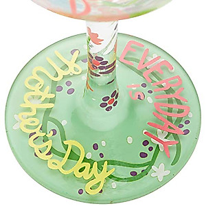 Enesco Designs by Lolita Mom Everyday Hand-Painted Artisan Wine Glass, 1 Count (Pack of 1), Multicolor