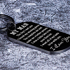 Valentine Day for Him Men Husband to My Man Keychain I Love You GIF for Hubby Boyfriend Birthday Christmas Fiance Groom Wedding Couple from Girlfriend Wife Key Chain