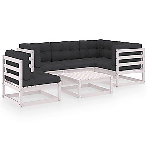 6 Piece Patio Lounge Set with Cushions,Outdoor Sofa Set,Party Couch Set,Pool Sofa Set,Outdoor table Set,Afternoon Tea Suit,Talk About Furniturefor Garden,Outdoor,Terrace,Balcony,Solid Wood Pine