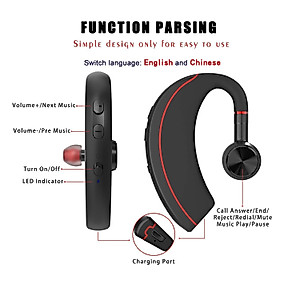 Bluetooth Headset Wireless Business Bluetooth V5.0 Earpiece Ultralight HD Headphones Hands-free Earphones with Noise Cancellation Microphone Wide Compatible with Cell Phones for Office/ Work Out/Truck