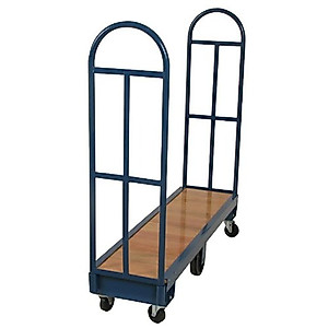 Heavy Duty, Narrow Aisle U-Boat Platform Truck Dolly, 16x60 Wood Deck, 2000 Lbs. Capacity