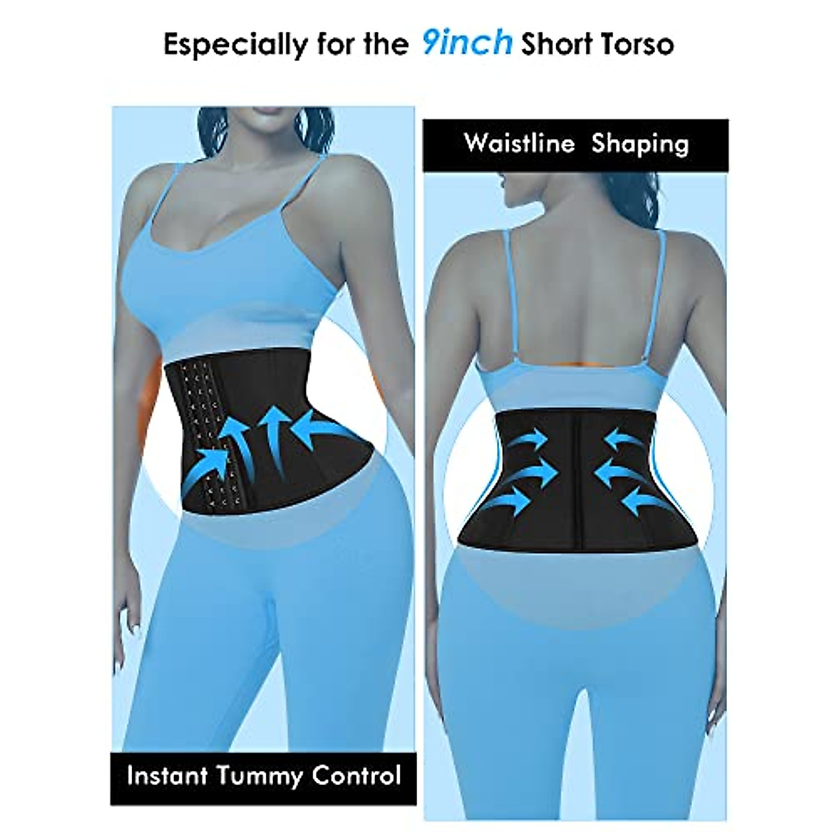 LUXURY-VITA Short Torso Waist Trainer for Women Lower Belly Fat, Waist Cincher Corset Neoprene Sweat Waist Trimmer Belt