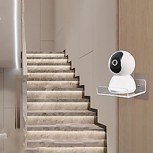 Akenhety Small Floating Shelves 3 Packs Mini Display Acrylic Camera Wall Shelf for Baby Monitor,Model Figures,Collectibles Living Room Bedroom Wall Decor Storage