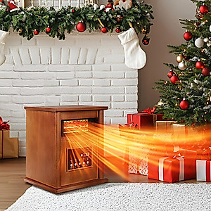 Electric Infrared Space Heater, Quartz Heater for Indoor Use, Tip-Over & Overheat Protection with Remote Control, 3 Heat Settings, 12H Timer, 1500W for Large Room Basement Heating