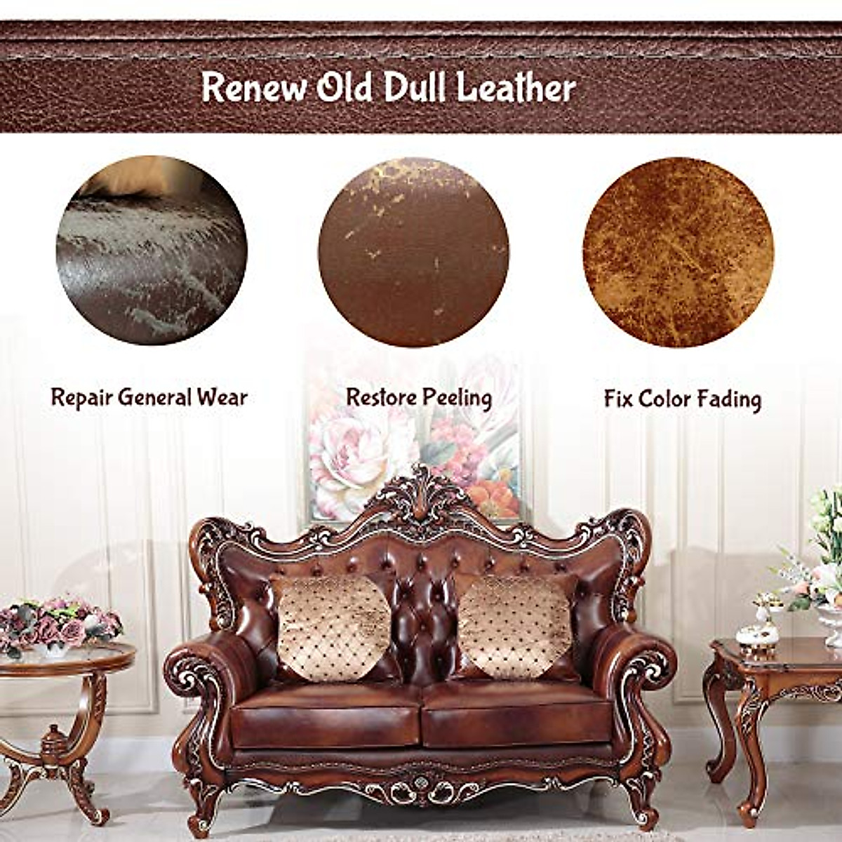 NADAMOO Dark Brown Leather Recoloring Balm with Mink Oil Leather Conditioner, Leather Repair Kits for Couches, Restoration Cream Scratch Repair Leather Dye for Vinyl Furniture Car Seat, Sofa, Shoes