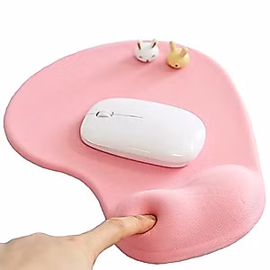 Office Mousepad with Gel Wrist Support - Ergonomic Gaming Desktop Mouse Pad Wrist Rest - Design Gamepad Mat Rubber Base for Laptop Computer (01Pink)