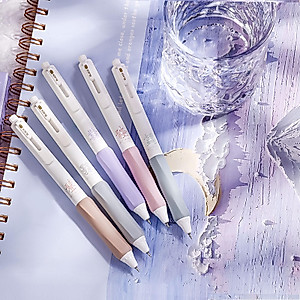 ITAWIXS Aesthetic Gel Ink Pens 6Pcs 0.5mm Silent Retractable Black Ink Pens Comfort Grip Quick Dry Ink Pen Fine Point Smooth Writing Cute School Supplies for Journaling Notetaking