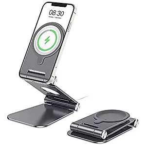 Stand for MagSafe Charger, OMOTON Foldable Phone Stand Holder for MagSafe Accessories， Compatible with iPhone 14/13/12 Pro Max/Pro/Mini, Charger for MagSafe Not Included, Gray