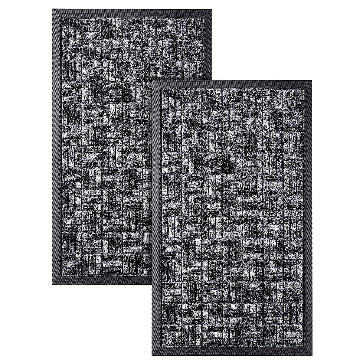 HOMWE Front Door Mats, 2 Pc Set, 29.5 x 17, All Weather Entry and Back Yard, Indoor and Outdoor Safe, Slip Resistant Rubber Backing, Absorbent and Waterproof, Dirt Trapping Rugs for Entryway