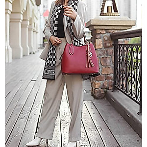 MKF Collection Crossbody Hobo Bag for Women Fashion, Vegan Leather Shoulder Purse, Tassel Top Handle Handbag