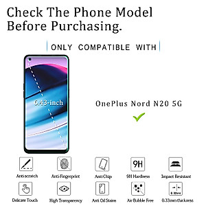 KATIN [2-Pack] Screen Protector For OnePlus Nord N20 5G [Not Fit for Nord N200 5G] Tempered Glass, Anti Scratch, 9H Hardness, Case Friendly